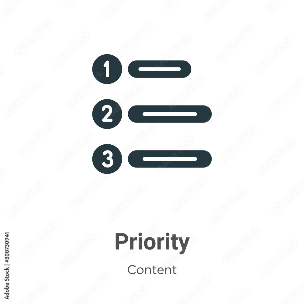Priority vector icon on white background. Flat vector priority icon ...