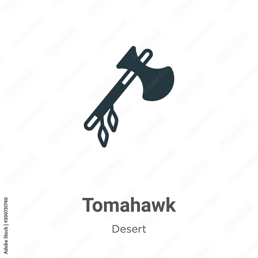 Tomahawk vector icon on white background. Flat vector tomahawk icon symbol sign from modern wild ...