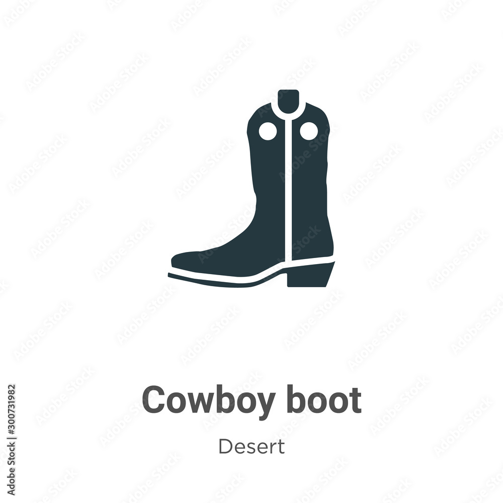Cowboy boot vector icon on white background. Flat vector cowboy boot ...