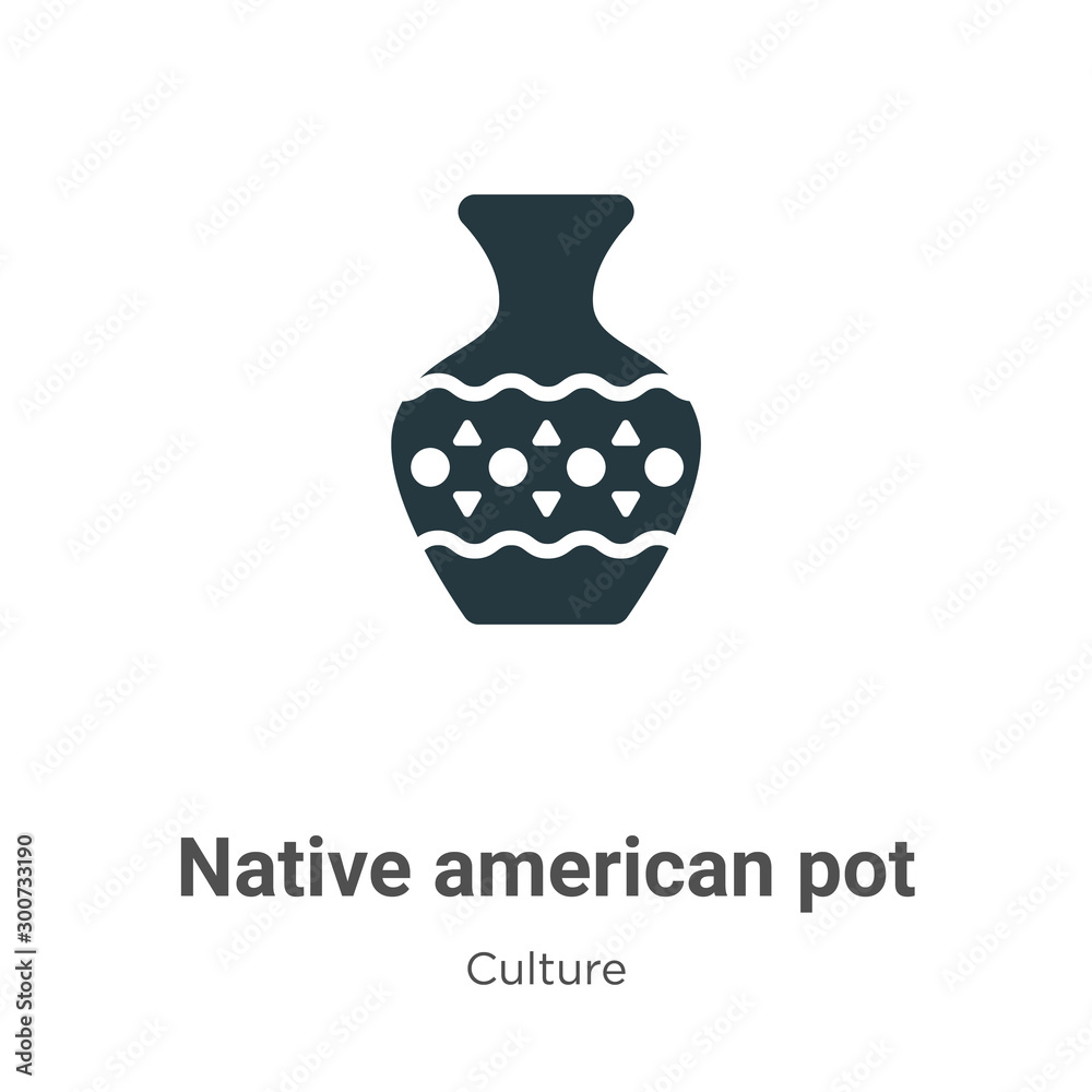 Native american pot vector icon on white background. Flat vector native ...