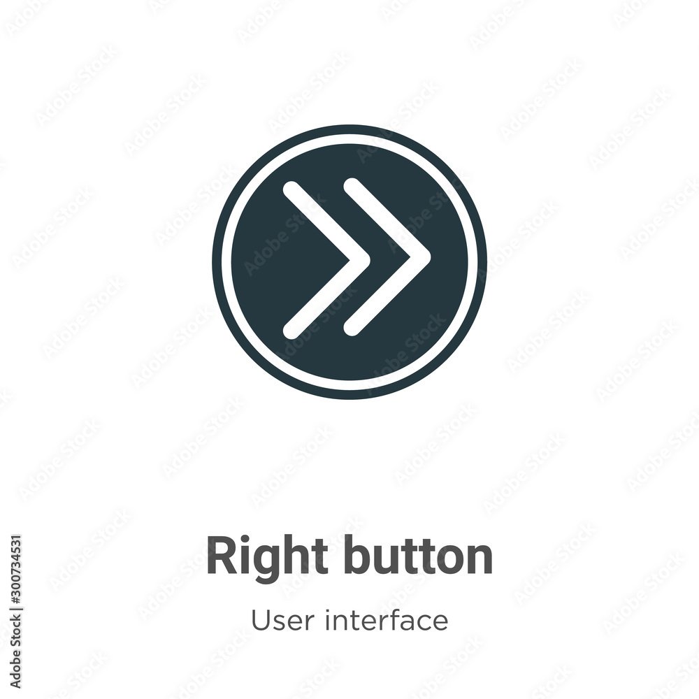 Right button vector icon on white background. Flat vector right button ...