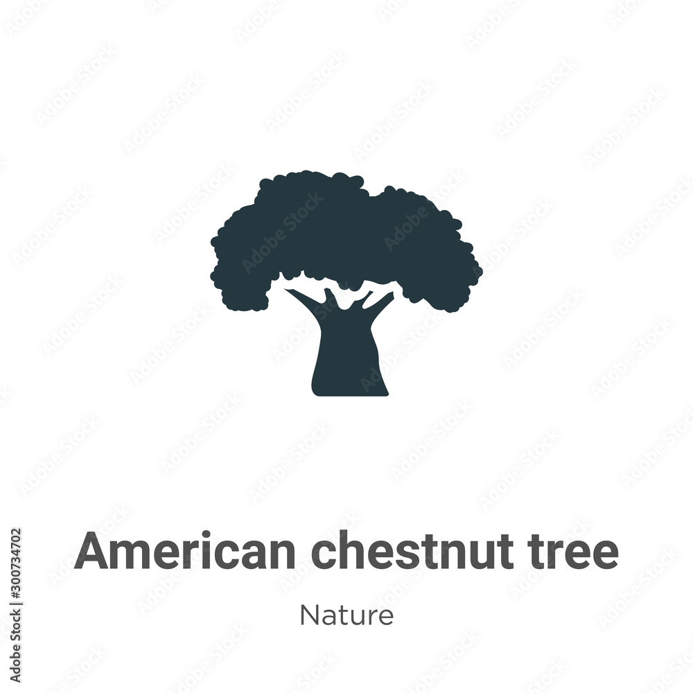 American chestnut tree vector icon on white background. Flat vector ...
