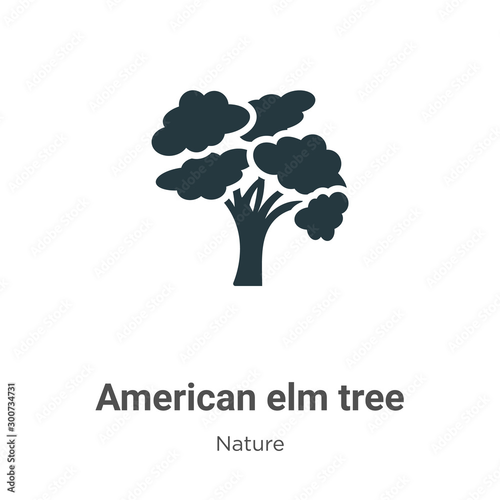 American elm tree vector icon on white background. Flat vector american ...