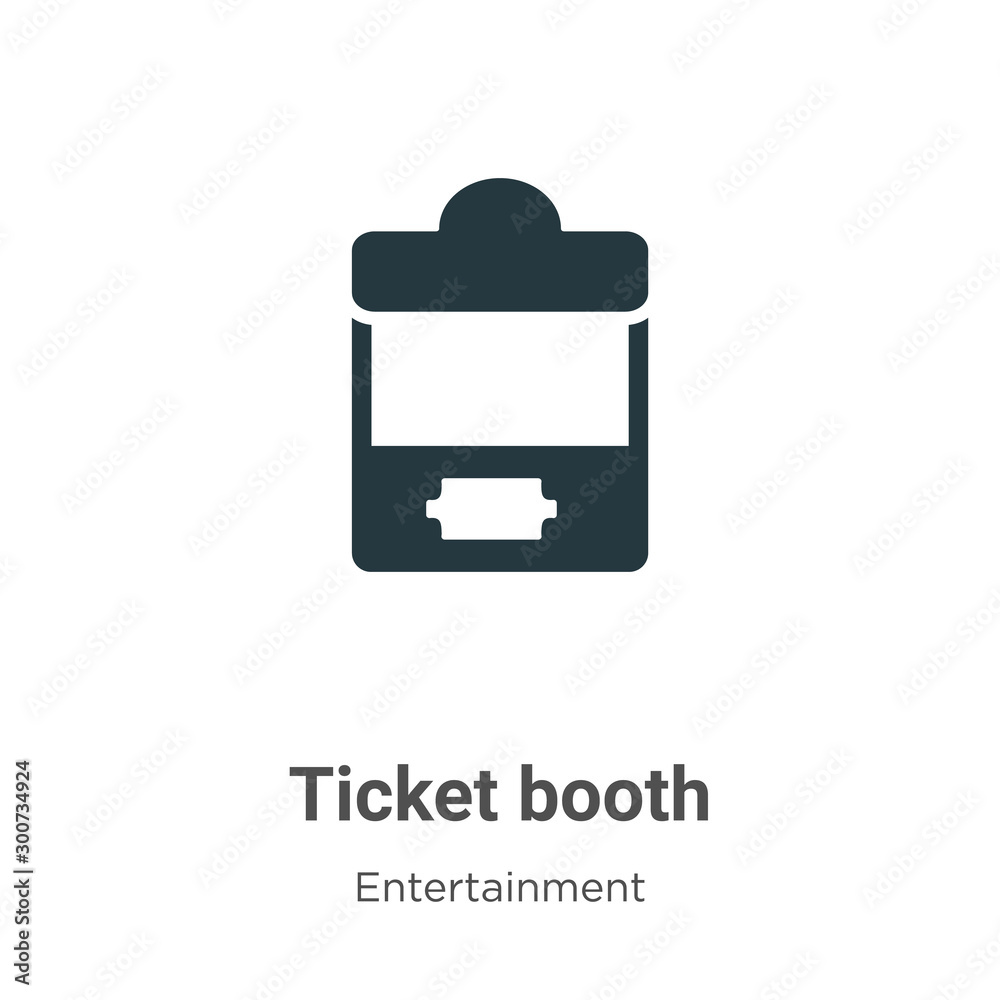 Ticket booth vector icon on white background. Flat vector ticket booth ...