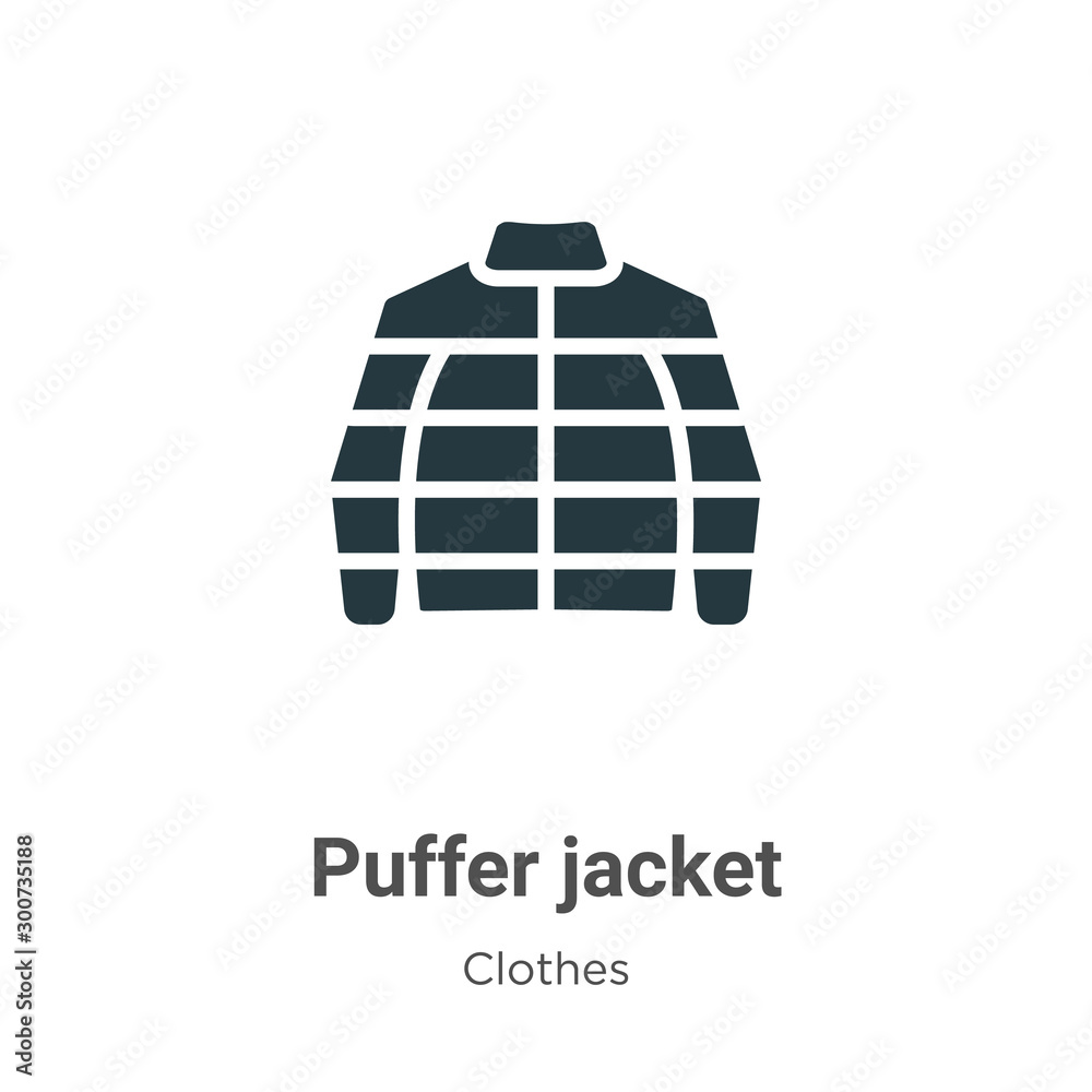 Puffer jacket vector icon on white background. Flat vector puffer ...