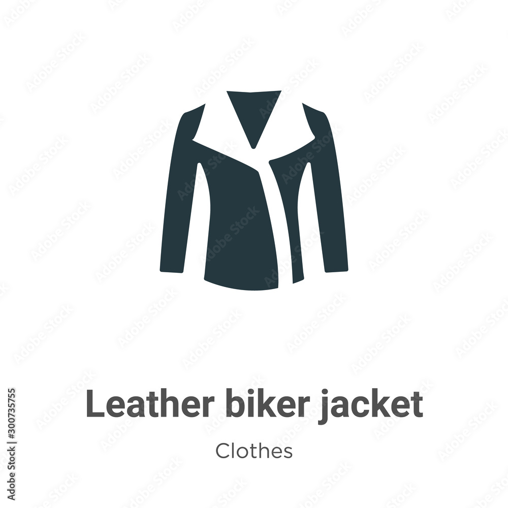 Leather biker jacket vector icon on white background. Flat vector ...