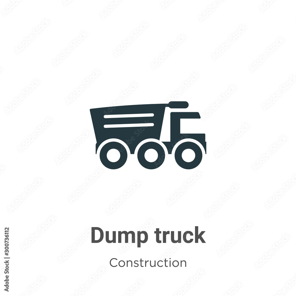 Dump truck vector icon on white background. Flat vector dump truck icon ...