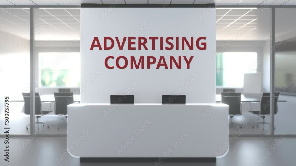 Office with meeting room and reception desk af an advertising company ...