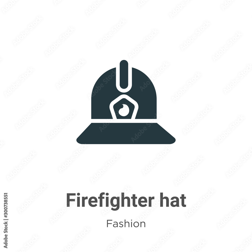 Firefighter hat vector icon on white background. Flat vector ...