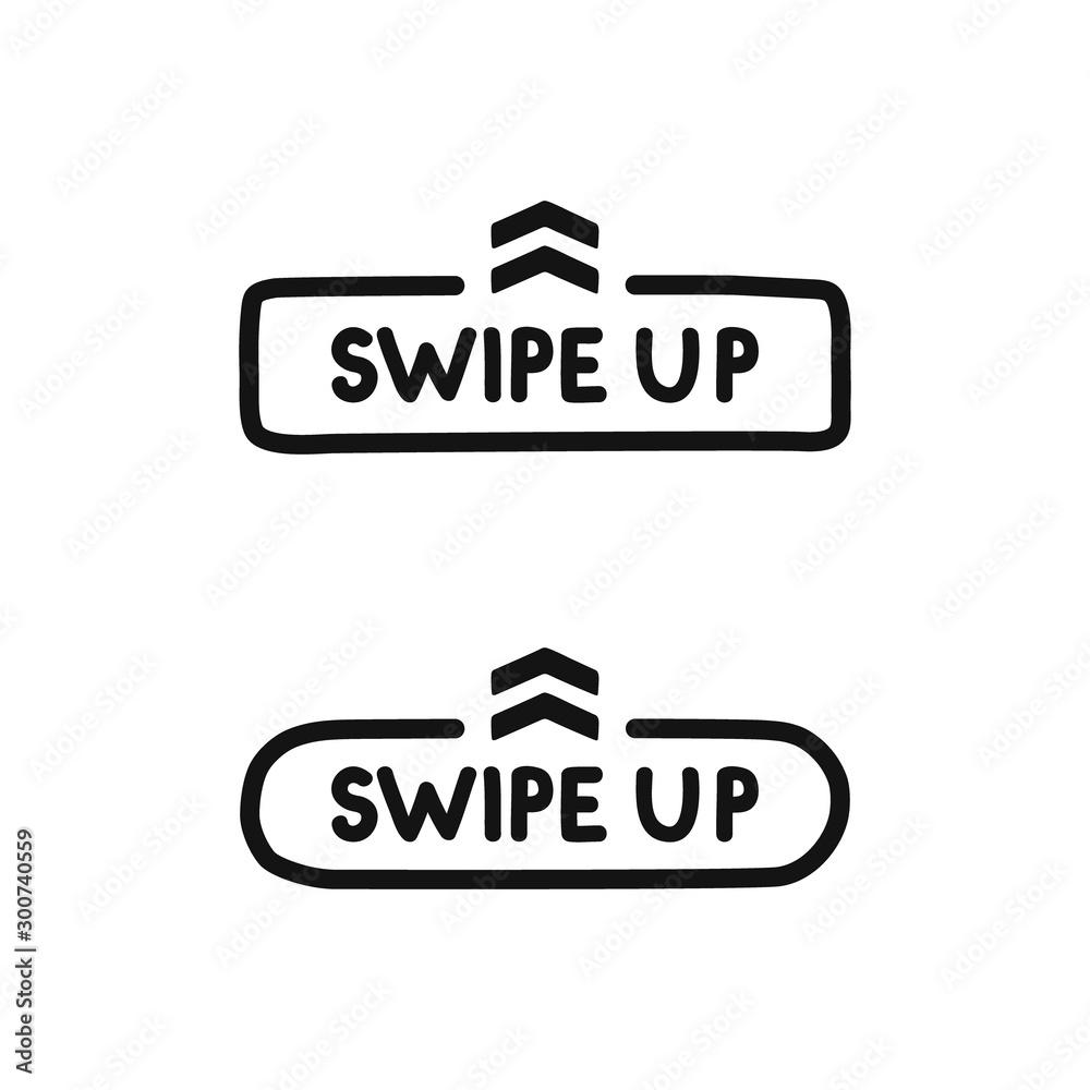 Hand drawn swipe up icon set isolated on white background for social ...
