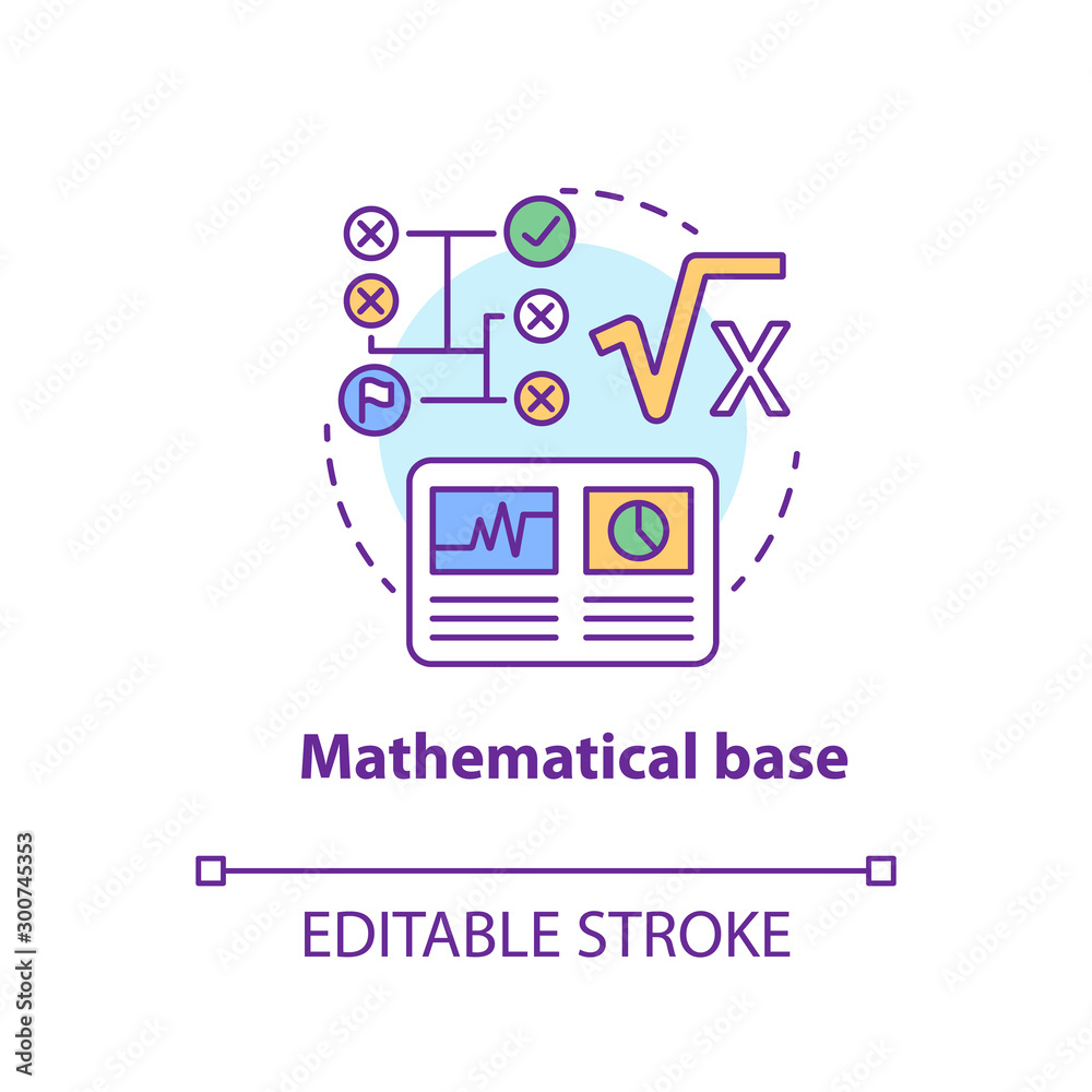 Mathematical base concept icon. Calculations idea thin line ...