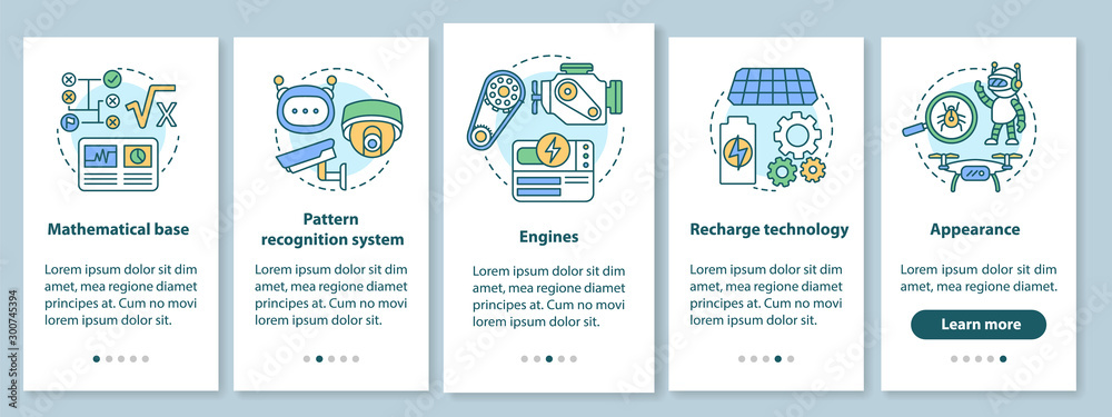 Technology In Robotics Onboarding Mobile App Page Screen With Linear Concepts Engineering
