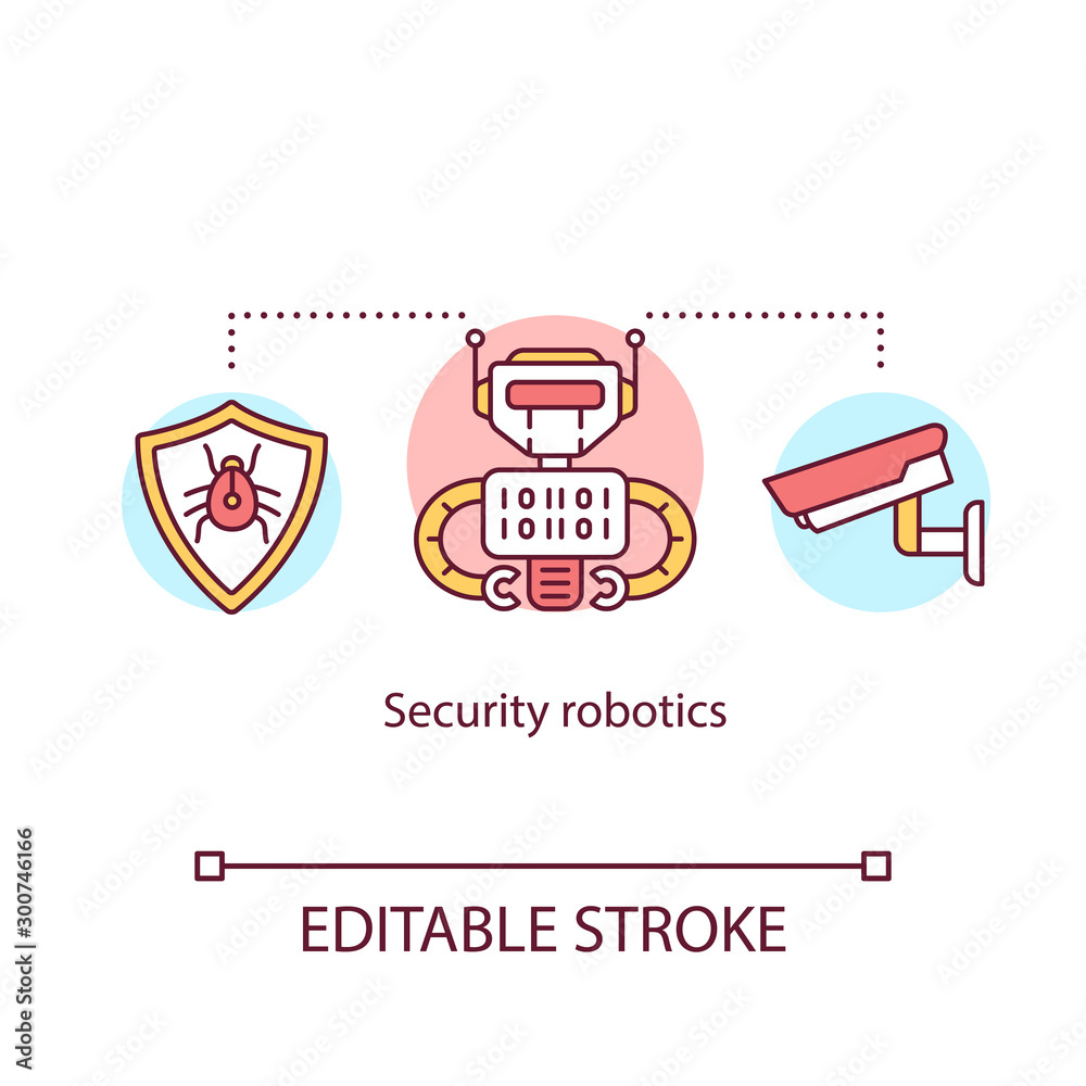 Security robotics concept icon. Automatic system for monitoring cyber ...