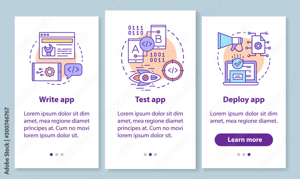 App development onboarding mobile app page screen with linear concepts ... App development onboarding mobile app page screen with linear concepts ...