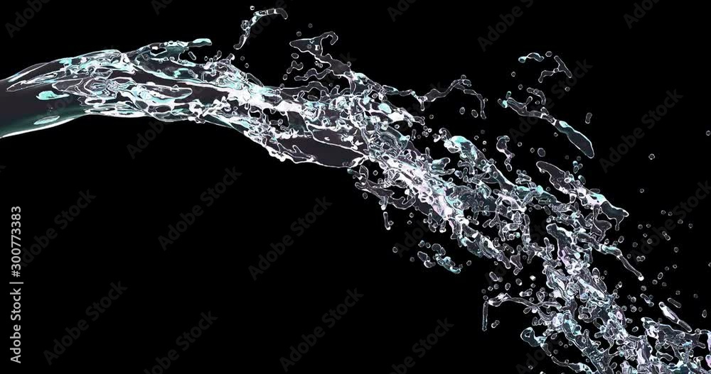 Clear water pouring slow motion animation. Liquid drops and splashes ...