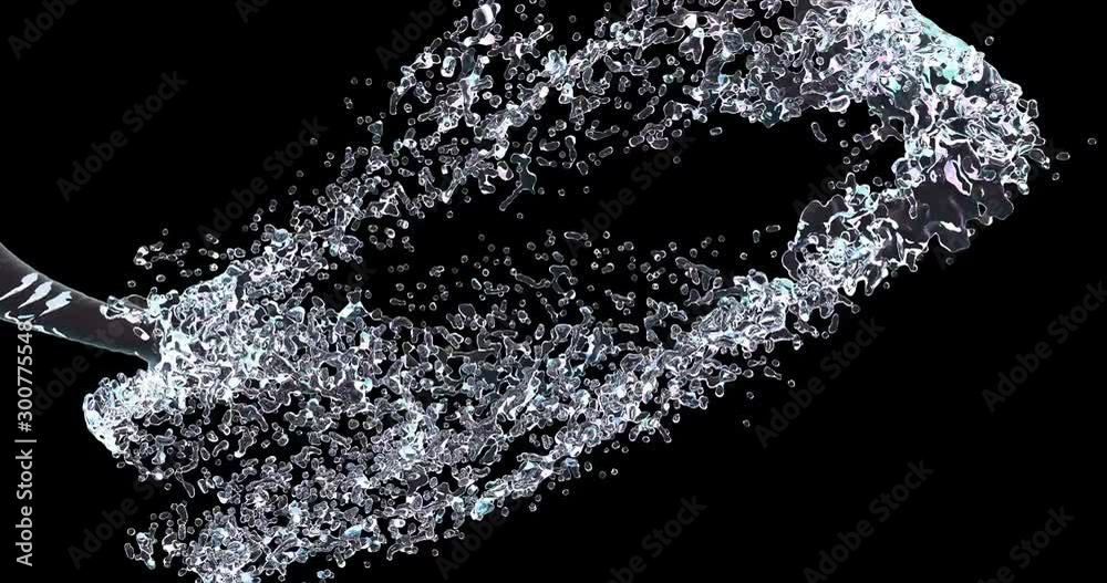 Water circular flowing 3d animation. Transparent liquid whirlpool ...