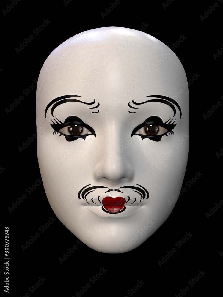 Mask. Facial expressions and emotions. 3d illustrations Stock ...