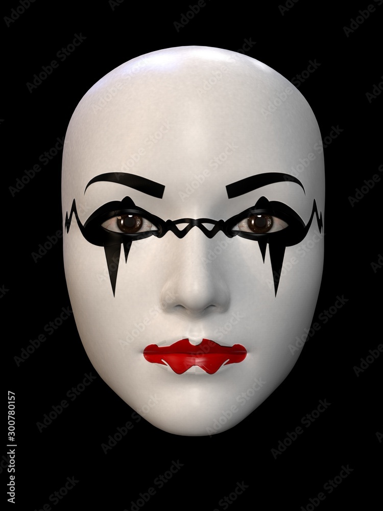 Mask. Facial expressions and emotions. 3d illustrations Stock ...