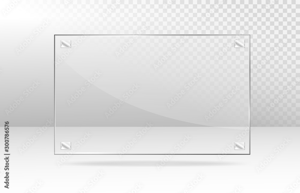 Realistic transparent glass window. Glass plates on transparent ...