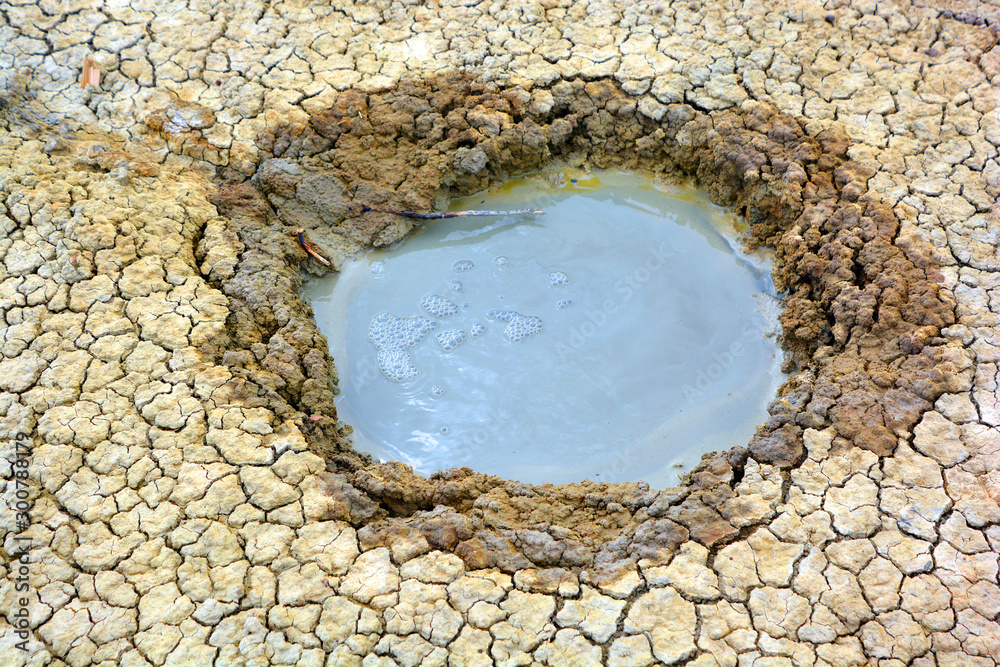Mud Volcanoes in Gobustan near Baku Azerbaijan. A mud volcano or mud ...