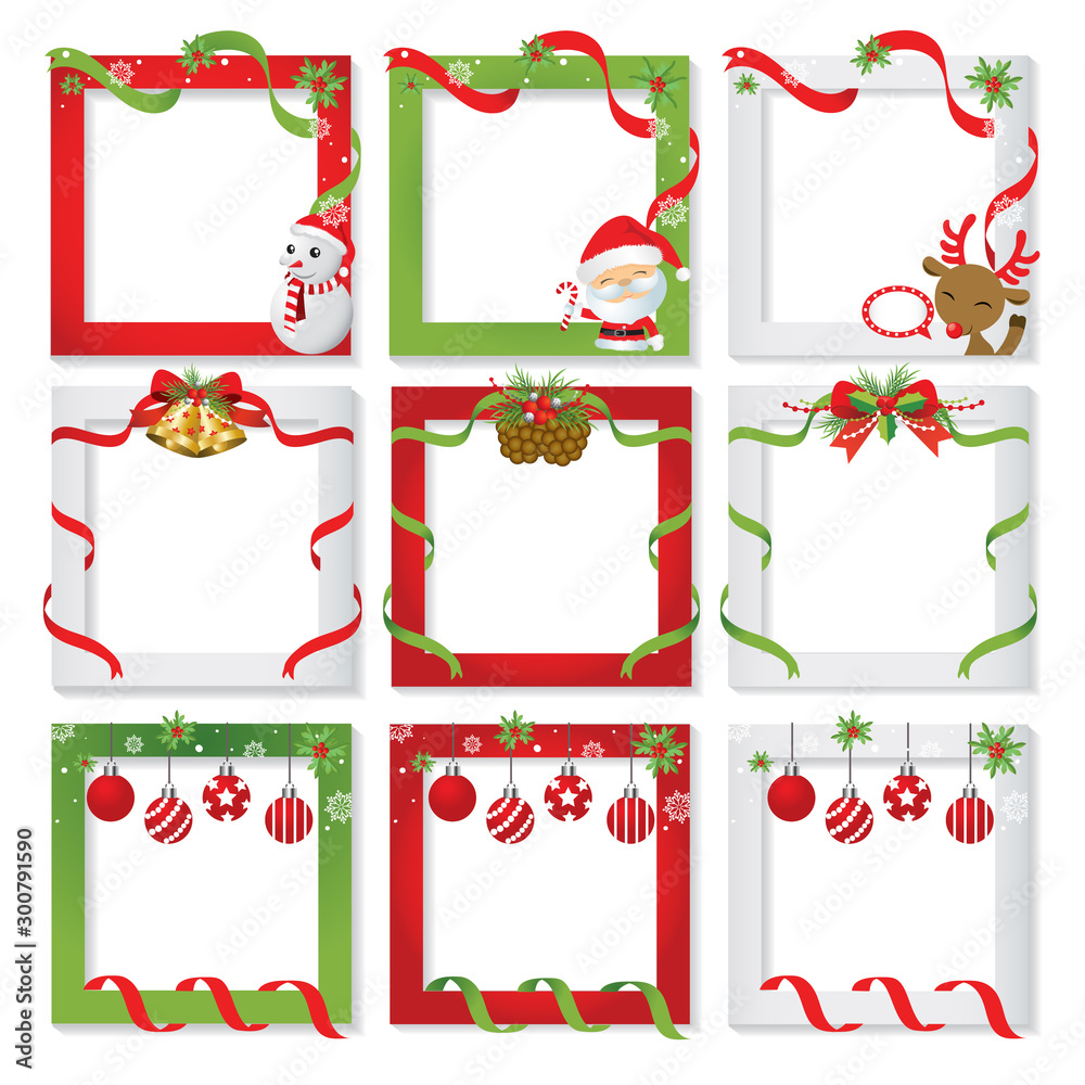 Set of Christmas frame,vector border christmas, picture frame design ...