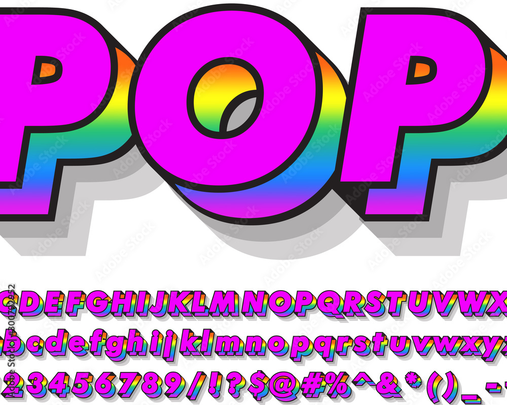Bold pop art text effect with simple color design for pop music and ...