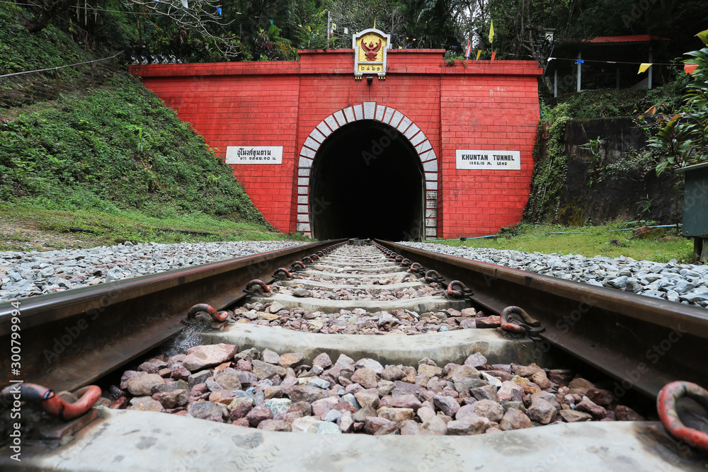 Trains are running through the Khun Tan Tunnel at Khun Tan Railway ...