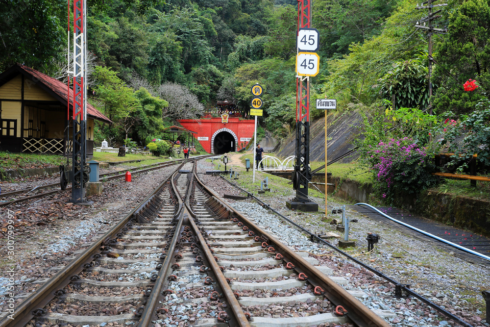 Trains are running through the Khun Tan Tunnel at Khun Tan Railway ...