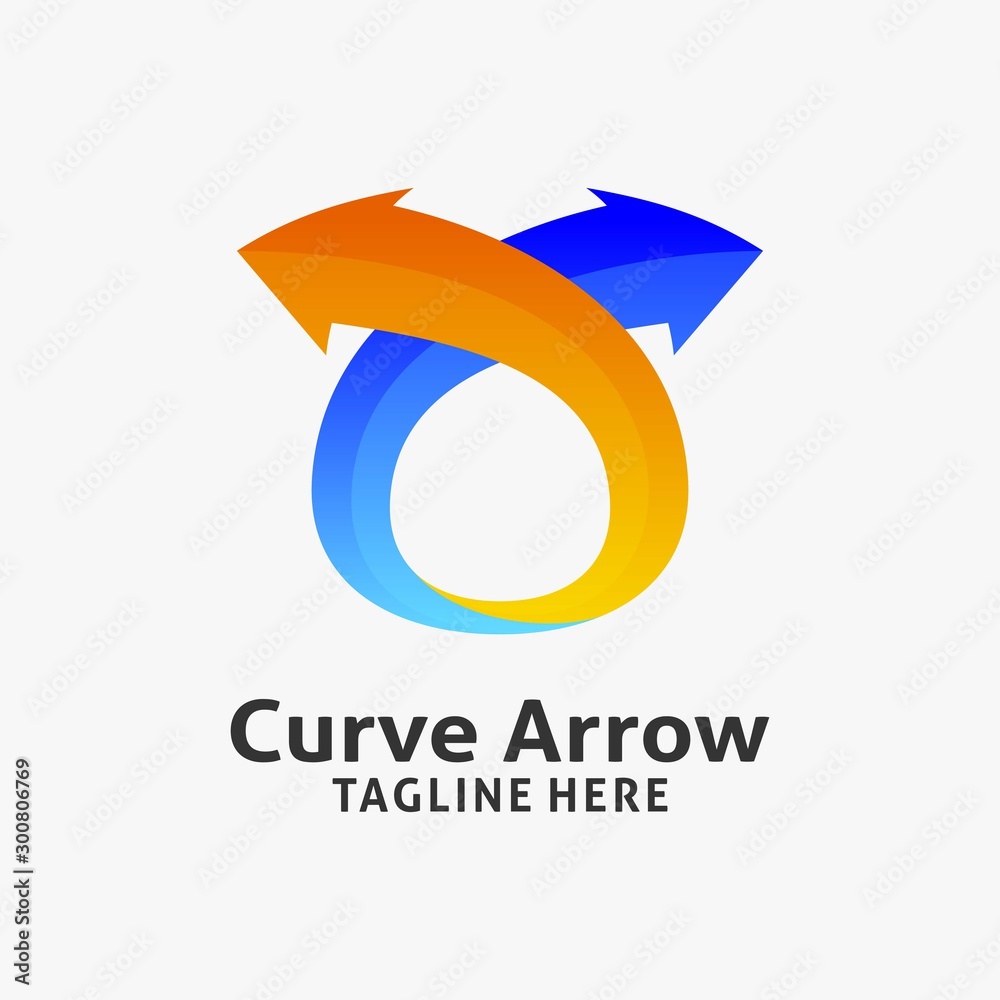 Curved arrow logo design Stock Vector | Adobe Stock