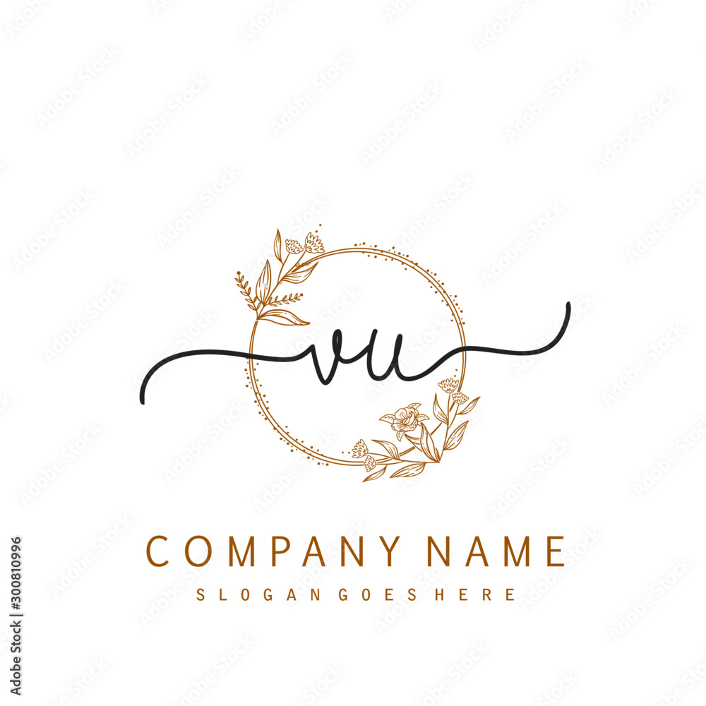 Initial VU beauty monogram and elegant logo design, handwriting logo of ...