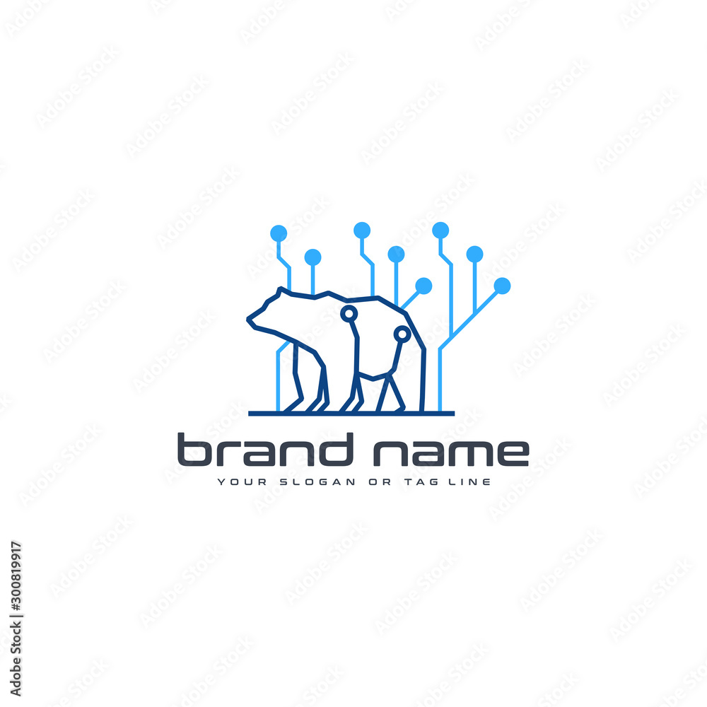bear technology logo design vector template white background Stock ...