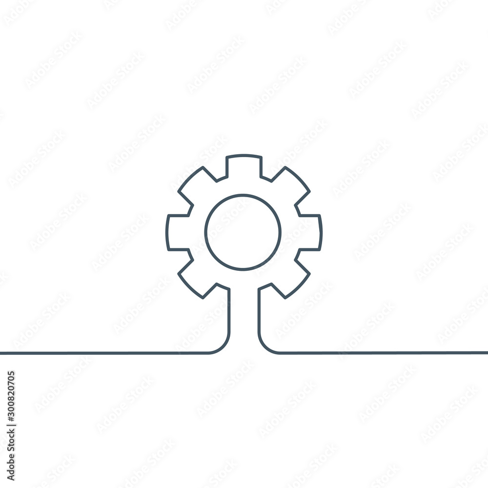 One Line Gear, linear cog wheel icon with editable stroke. Stock Vector ...