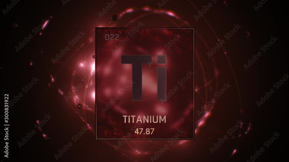 Titanium as Element 22 of the Periodic Table. Seamlessly looping 3D ...