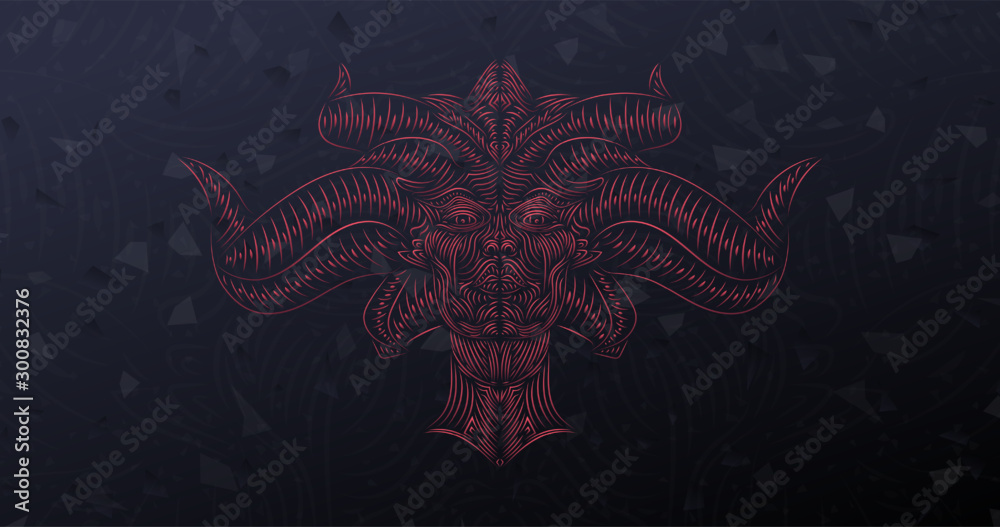 Diablo Lilith, Demonic angel magic woman with horns. Tattoo art, t ...