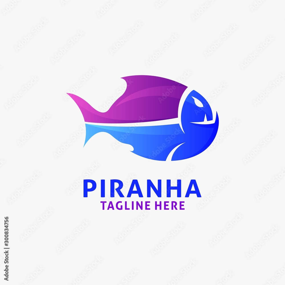 Piranha fish logo design Stock Vector | Adobe Stock
