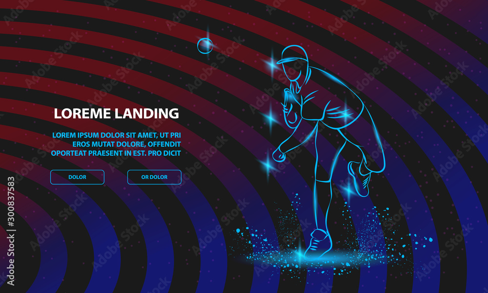 Baseball pitcher throws ball. Vector Sport Background for Landing Page ...