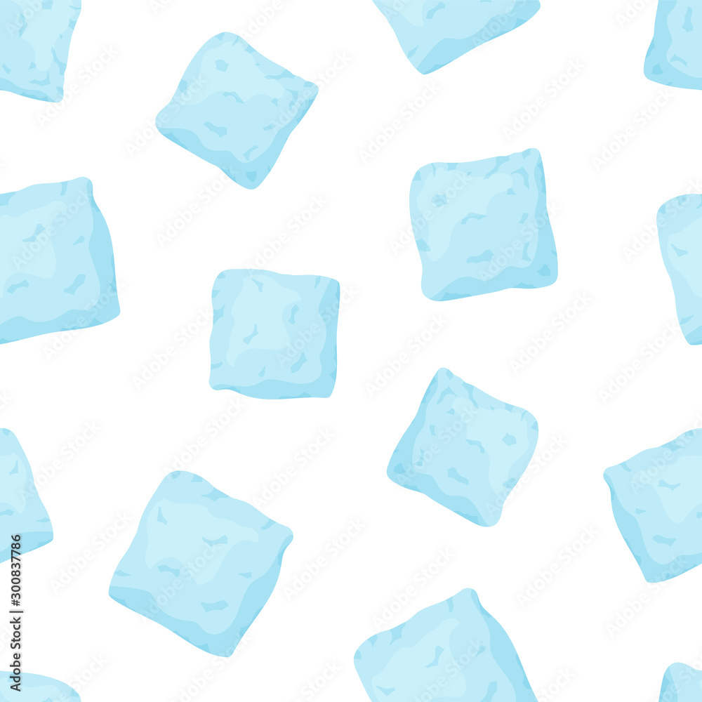 Seamless food vector pattern. Cartoon hand drawn ice cubes on white ...