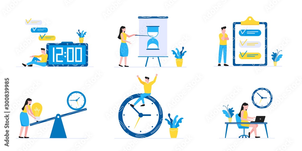 6 Effective Planning time management business concept set. Business ...