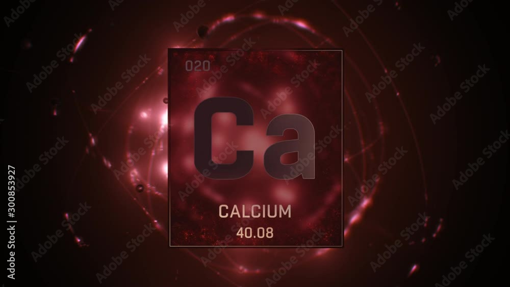 Calcium as Element 20 of the Periodic Table. Seamlessly looping 3D ...