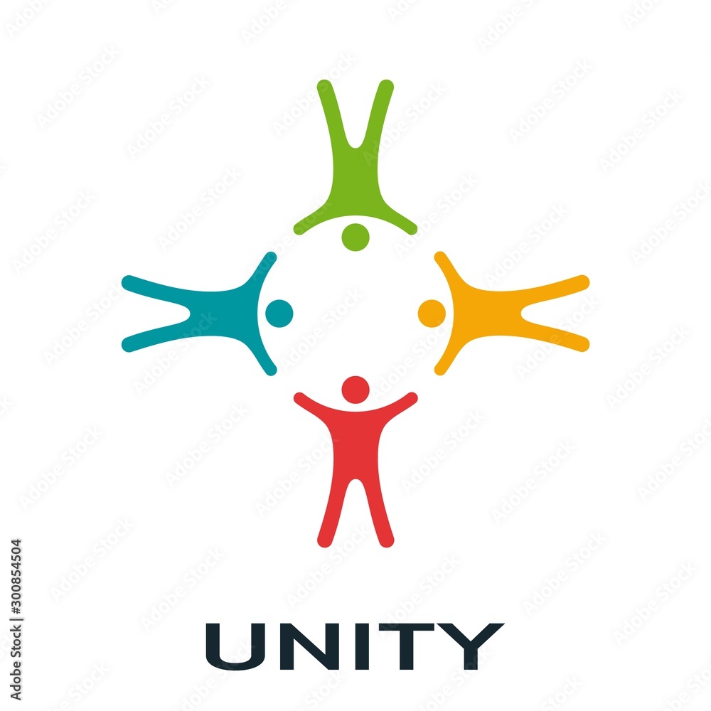 Vector unity concept. People with different skin colors holding each ...