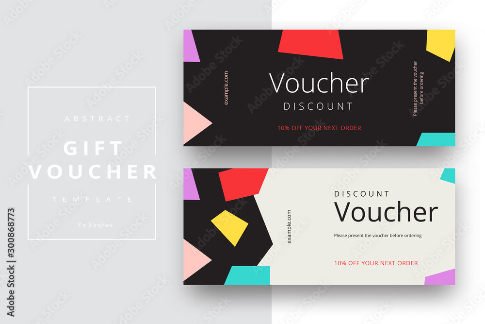 Abstract gift voucher card template. Modern discount coupon or ...