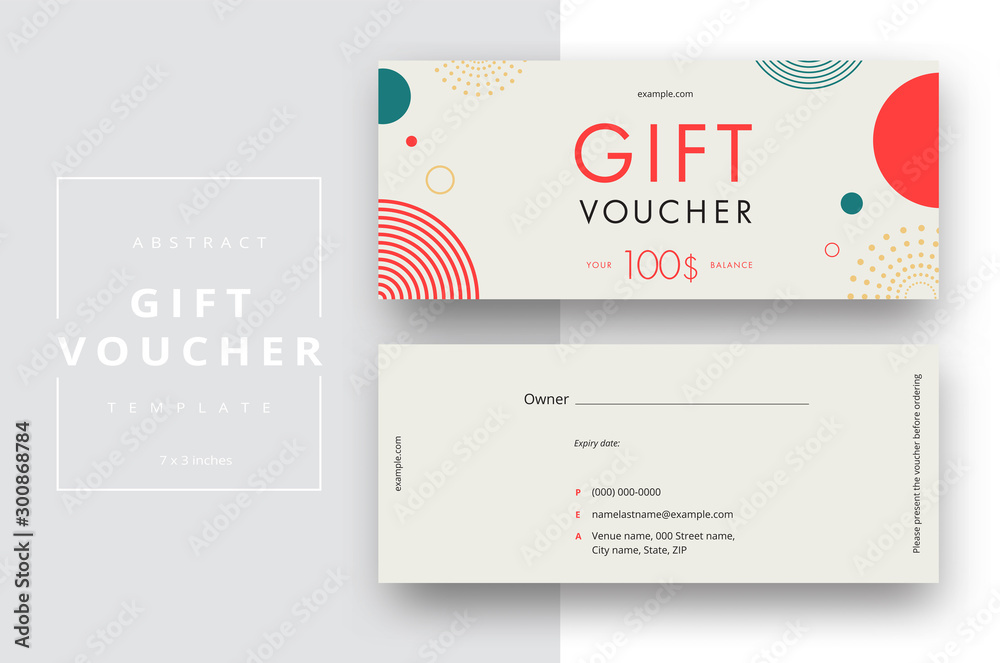 Abstract gift voucher card template. Modern discount coupon or ...