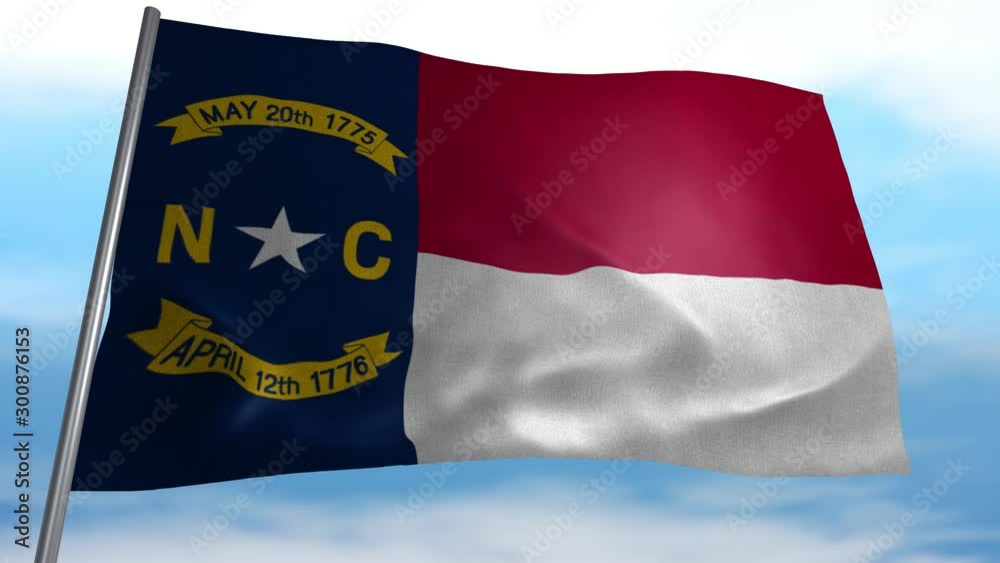 Seamless looping animated flag of North Carolina blowing in the wind in ...