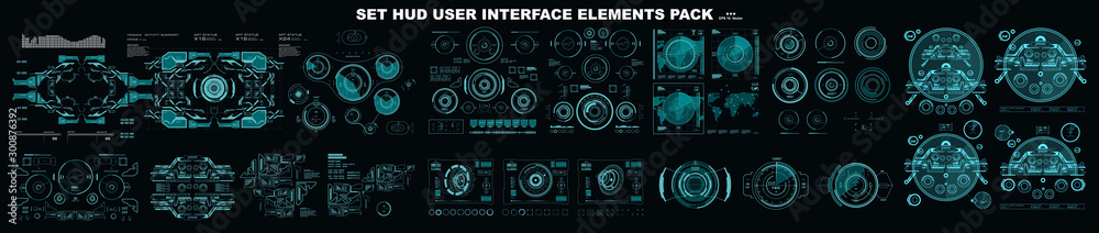 Futuristic HUD virtual graphic touch user interface, HUD interface ...