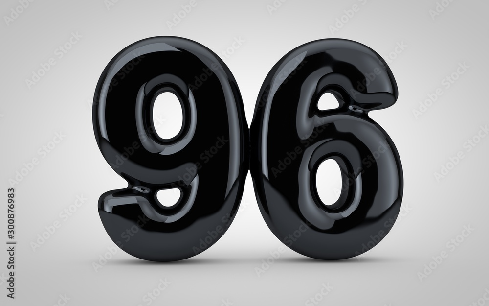 Black glossy balloon number 96 isolated on white background. Stock ...