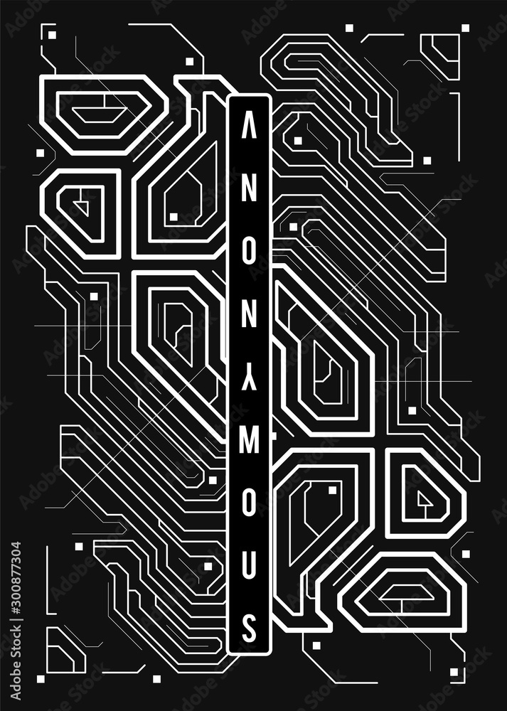 Cyberpunk futuristic poster. Tech Abstract poster template with HUD ...