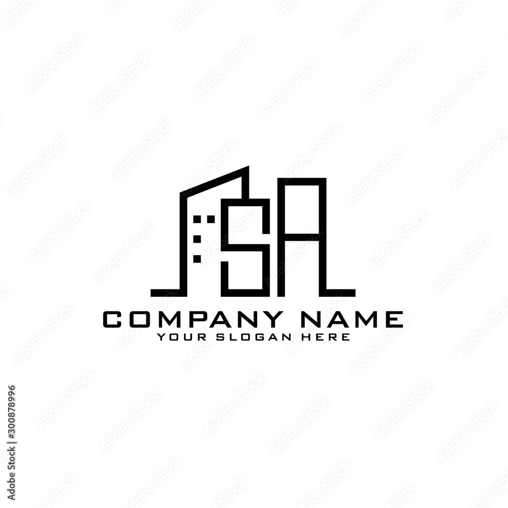 SA With Building For Construction Company Logo Stock Vector | Adobe Stock