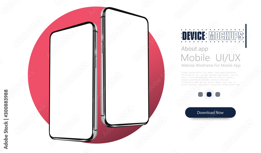Smartphone mockup. Modern frameless smartphones, generic cell phone ...