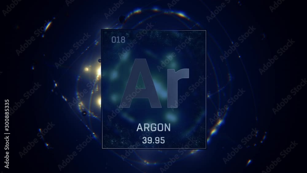 Argon as Element 18 of the Periodic Table. Seamlessly looping 3D ...