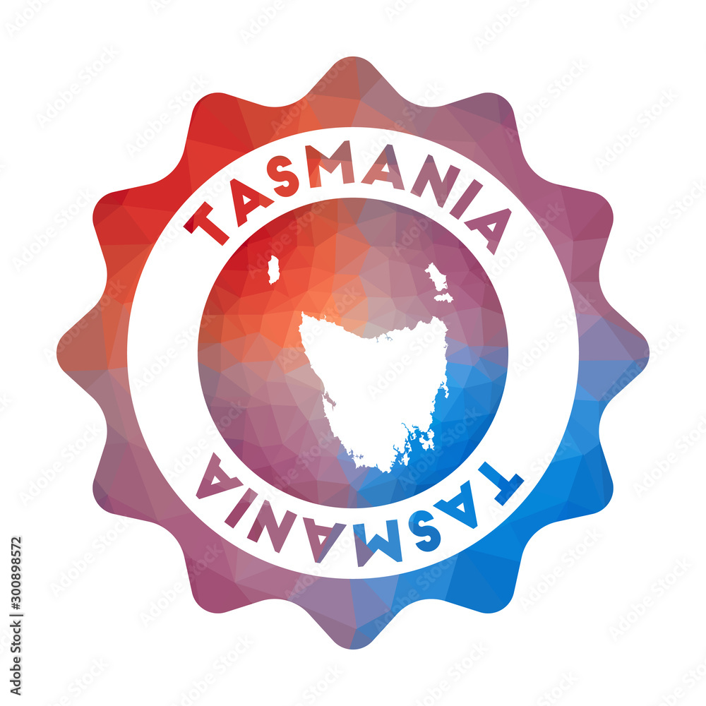 Tasmania low poly logo. Colorful gradient travel logo of the island in ...